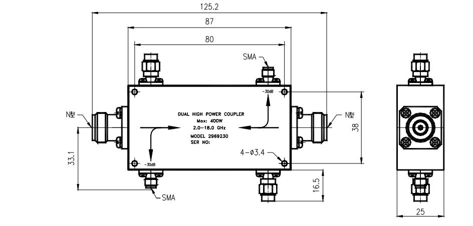 Type N/SMA High Power Dual Directional Coupler - Huaming Microwave- RF ...